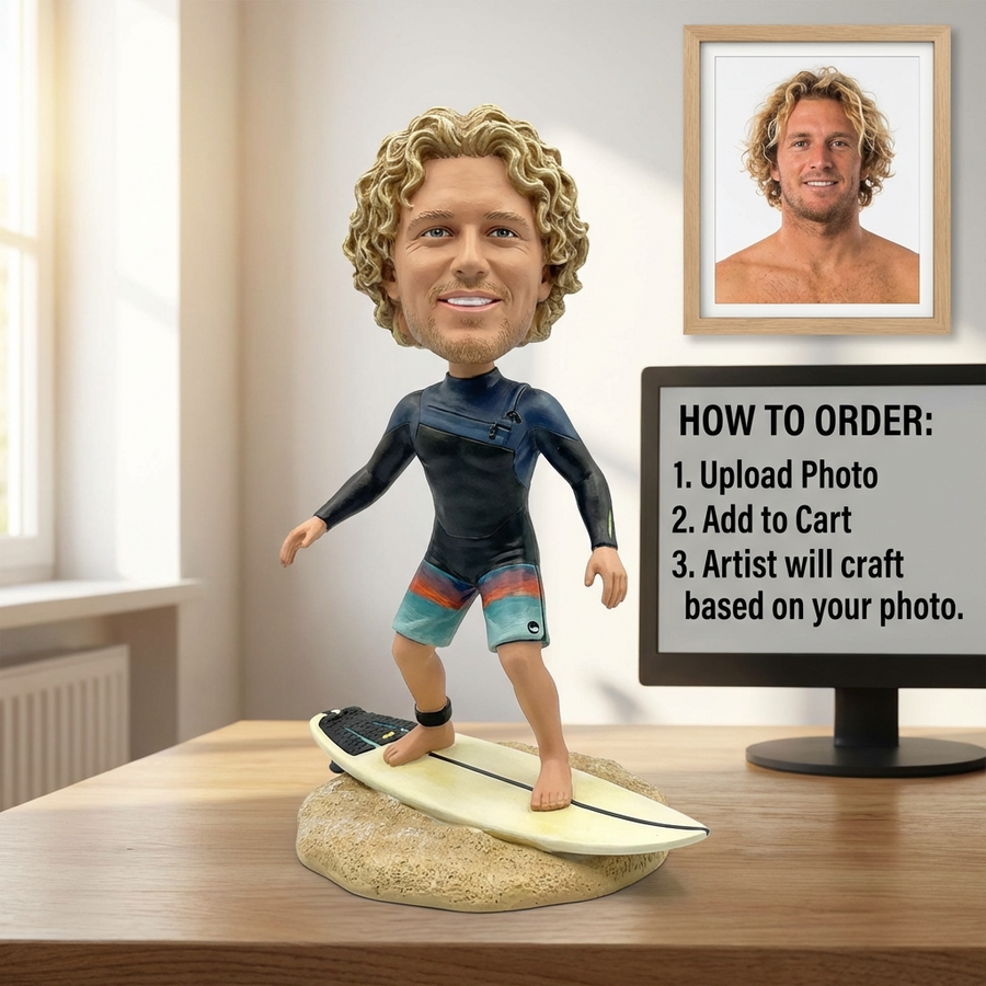 Custom Surfer Bobblehead | Personalized Surf Figurine & Beach Gift ...