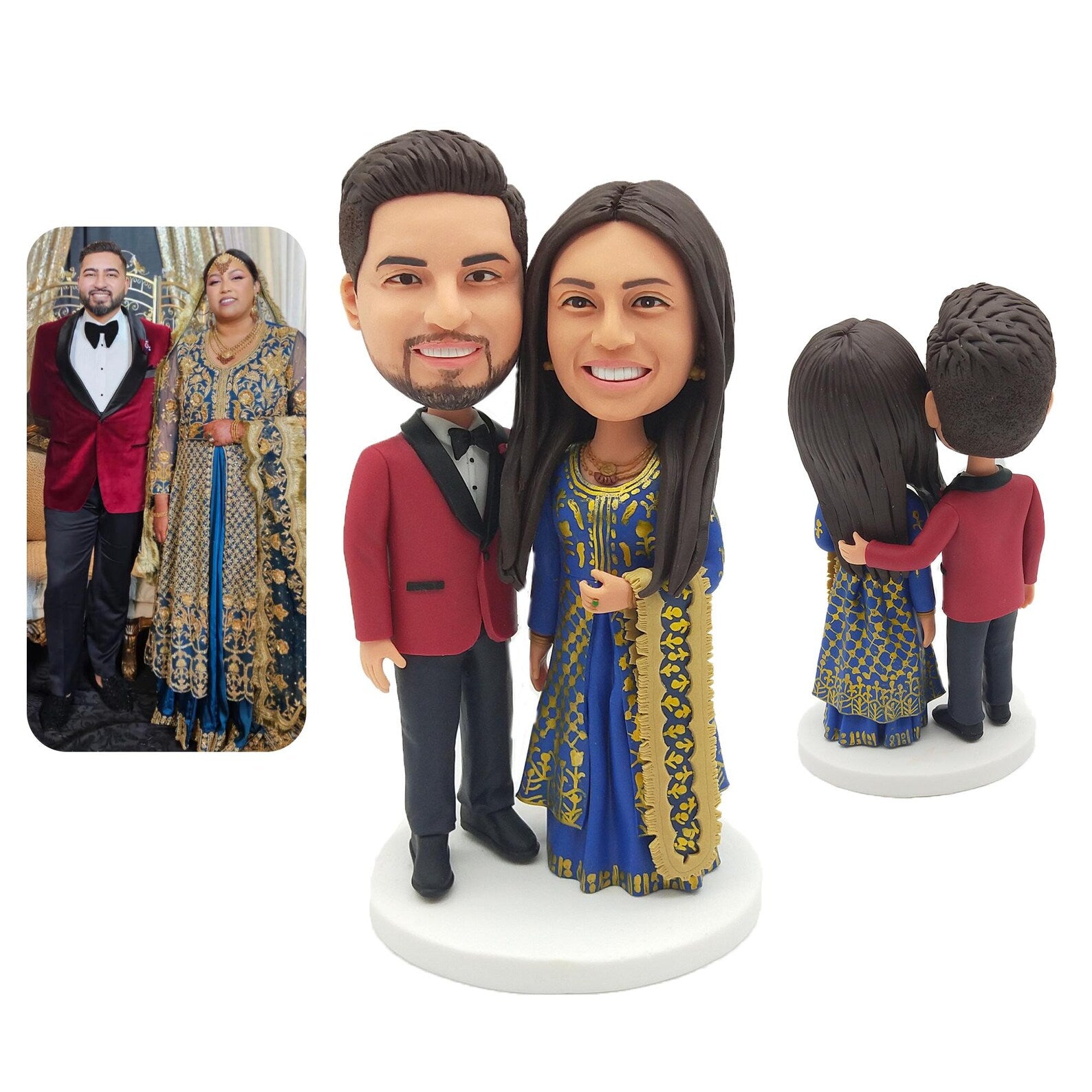 Custom Indian Wedding Bobblehead – Personalized Bride & Groom Figurines ...